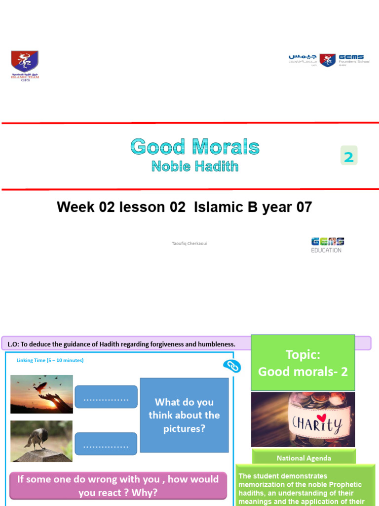 T 02 Week 02 Year 07 Lesson 02 Islamic B - Good Morals | PDF ...