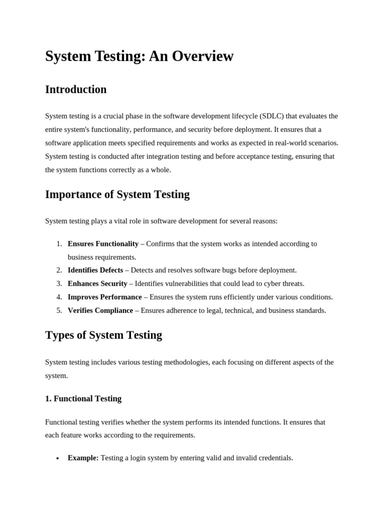 System Testing | PDF | Software Testing | Software Development System Testing | PDF | Software Testing | Software Development