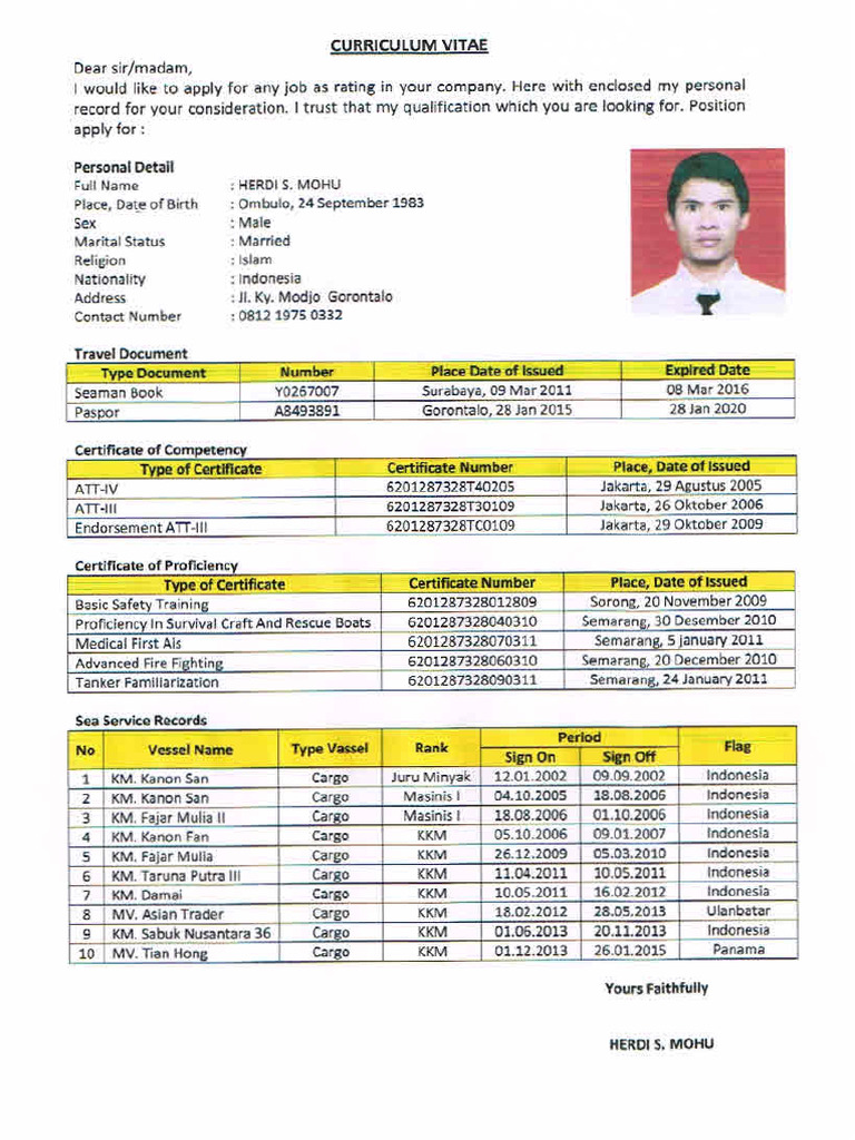 CV PELAUT | PDF