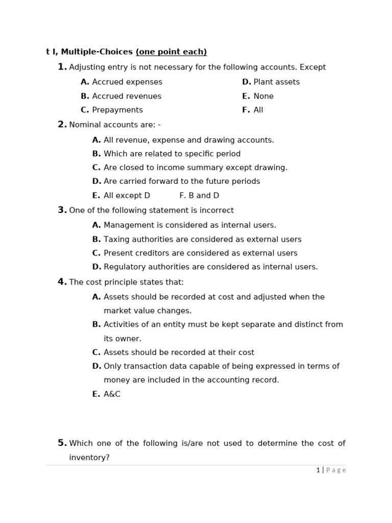 Fundamental I Exit Summary Question | PDF | Debits And Credits | Accounting