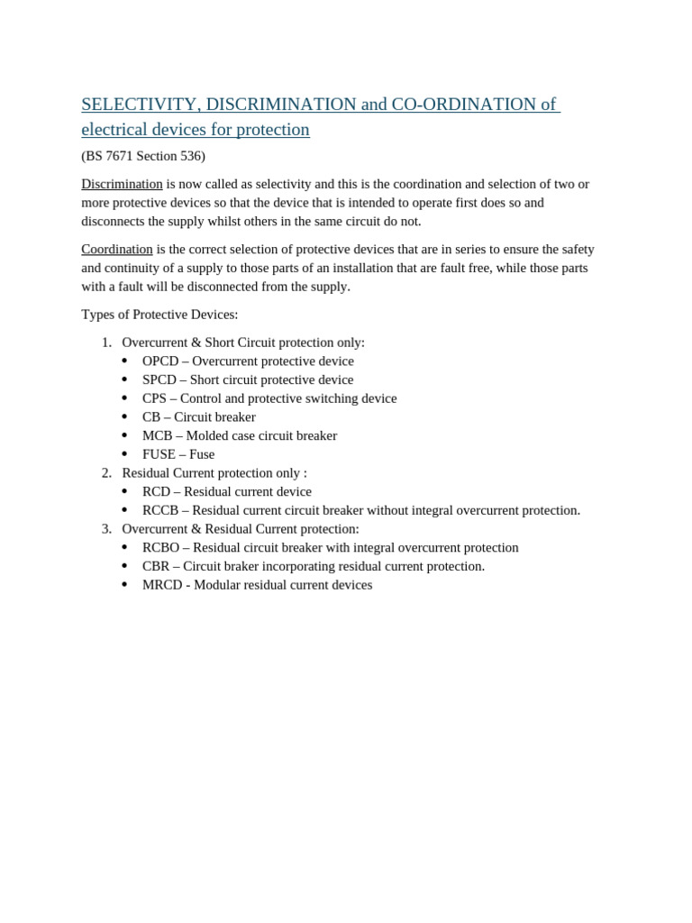 Electrical Protection Coordination | PDF | Fuse (Electrical ...