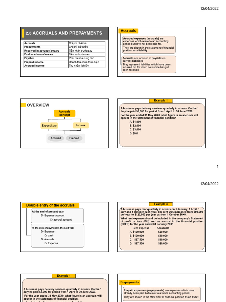 Lesson 5 - Accruals and Prepayments | PDF | Accrual | Expense