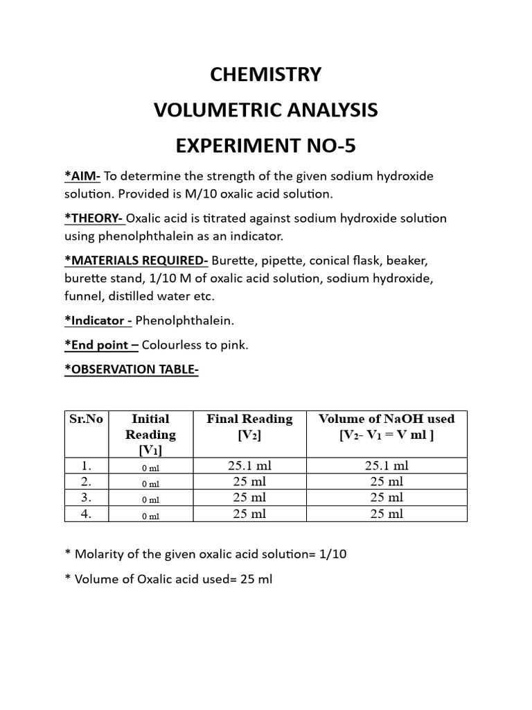 Strength of Sodium Hydroxide Solution | PDF