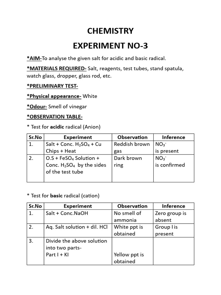 EXPERIMENT NO-3 (Lead Nitrate) | PDF
