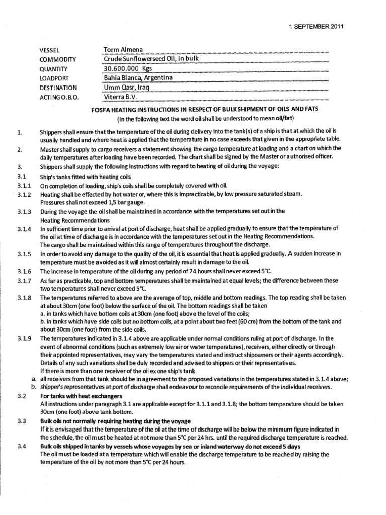 FOSFA Heating Instructions | PDF