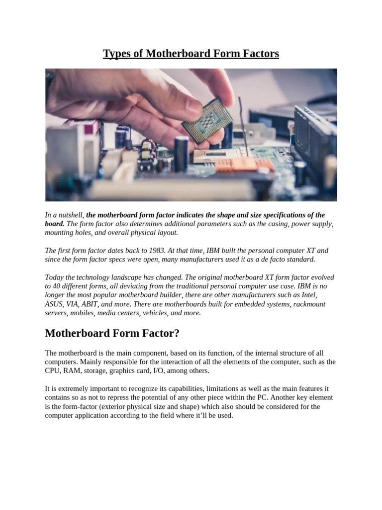 Types of Motherboard Form Factors | PDF | Computer Science | Computer ...