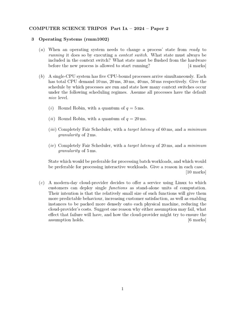 A Ready Running Context Switch: Computer Science Tripos Part I - 2024 ...