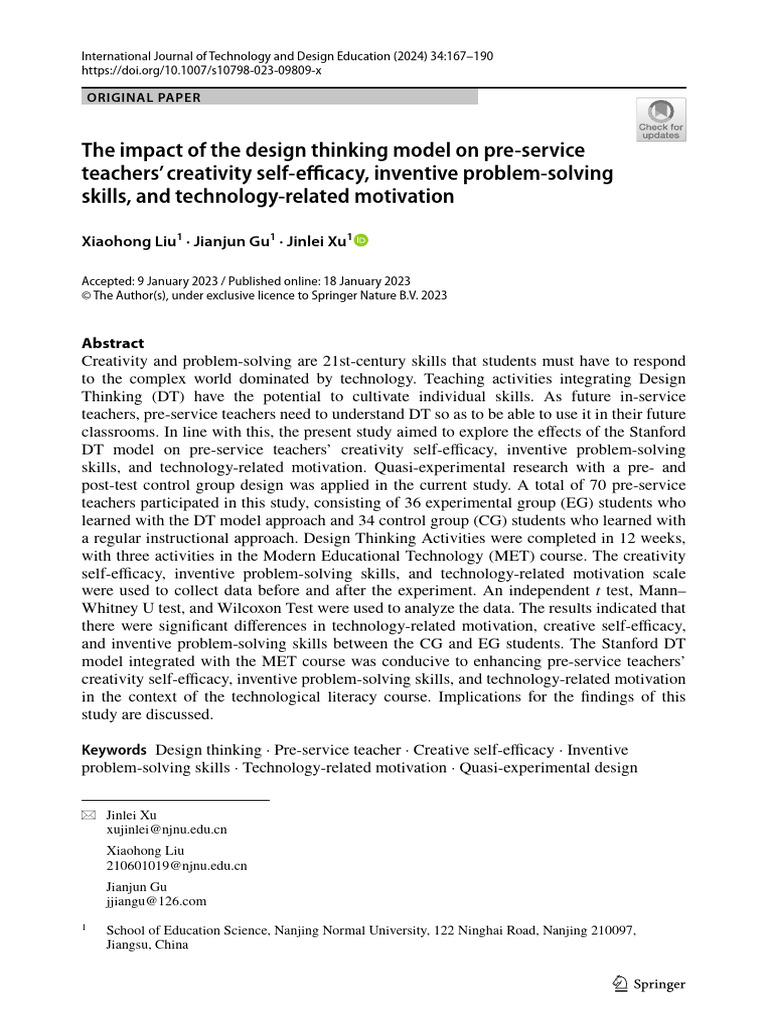 The Impact of The Design Thinking Model On Pre-Service Teachers ...