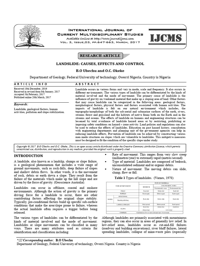 Landslide_Causes_Effects_and_Control | PDF | Landslide | Earth Sciences Landslide_Causes_Effects_and_Control | PDF | Landslide | Earth Sciences