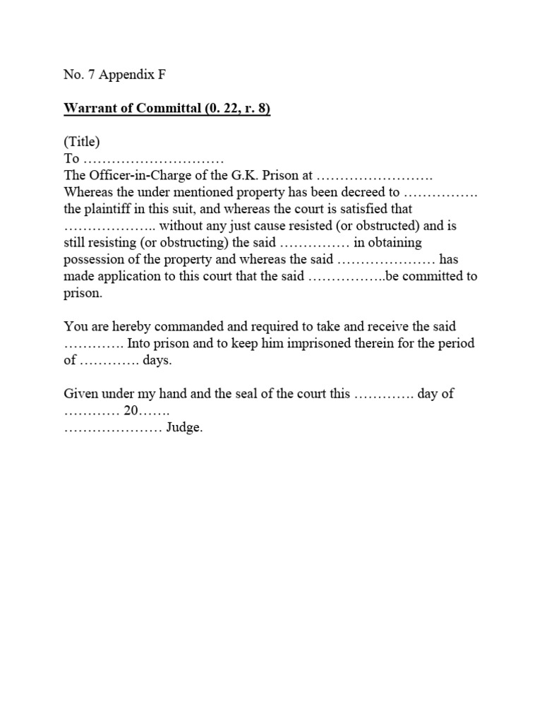 Form 7f - Warrant in Execution | PDF