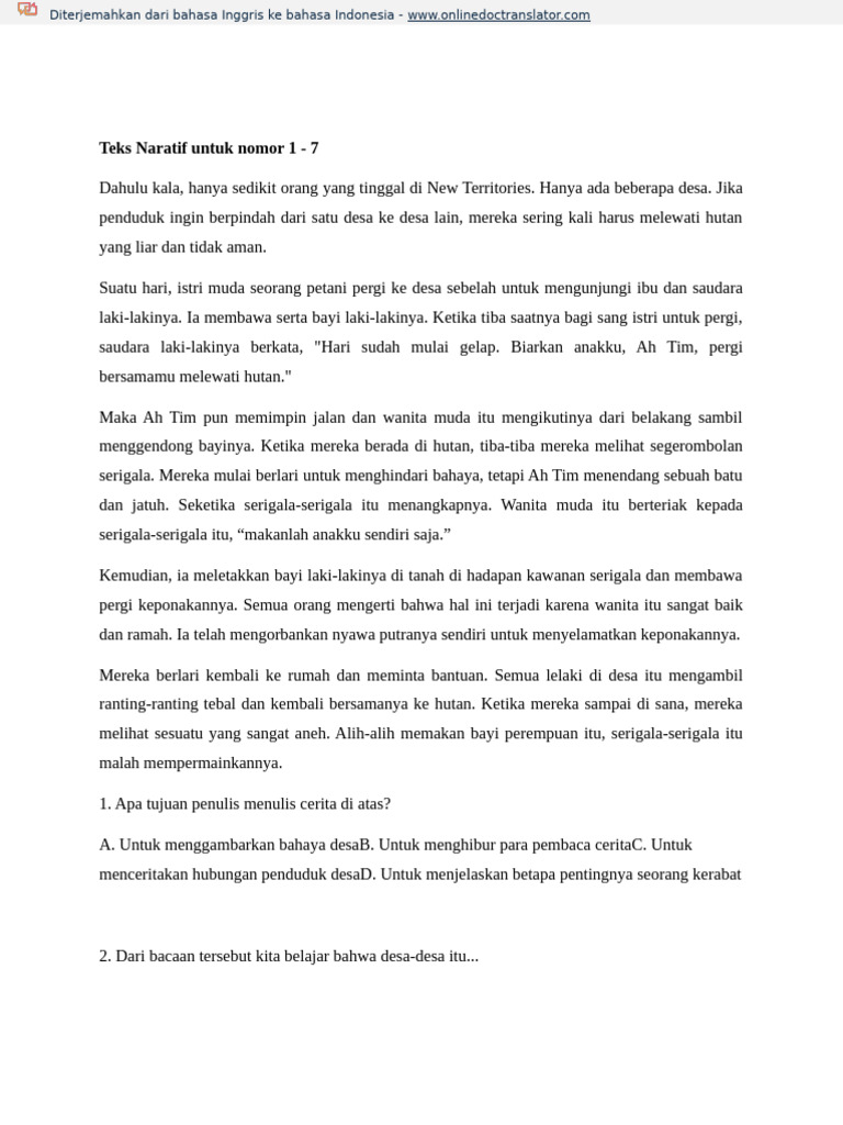 Latihan soal Narrative, Adjectives Order.en.id | PDF