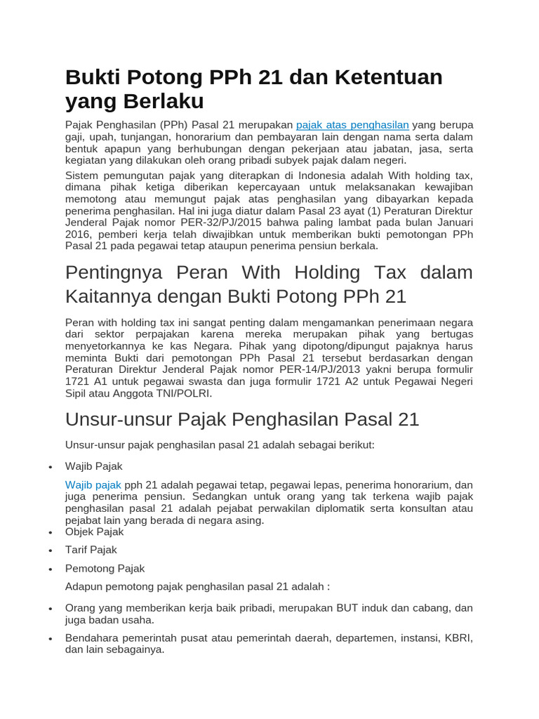 Panduan Bukti Potong PPh 21 di Indonesia | PDF