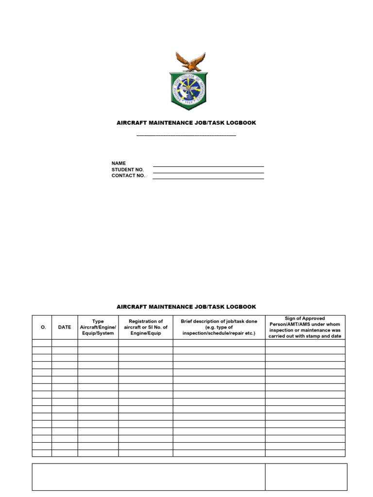 OJT Maintenance Logbook | PDF