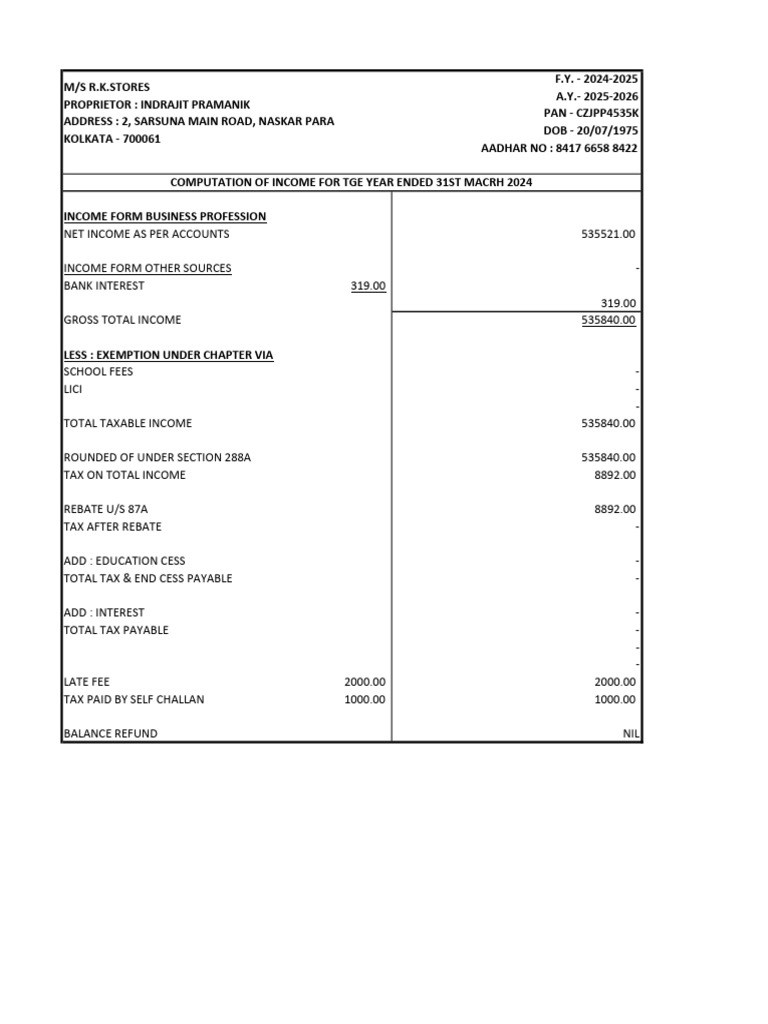 COMPUTATION | PDF | Tax Refund | Taxes