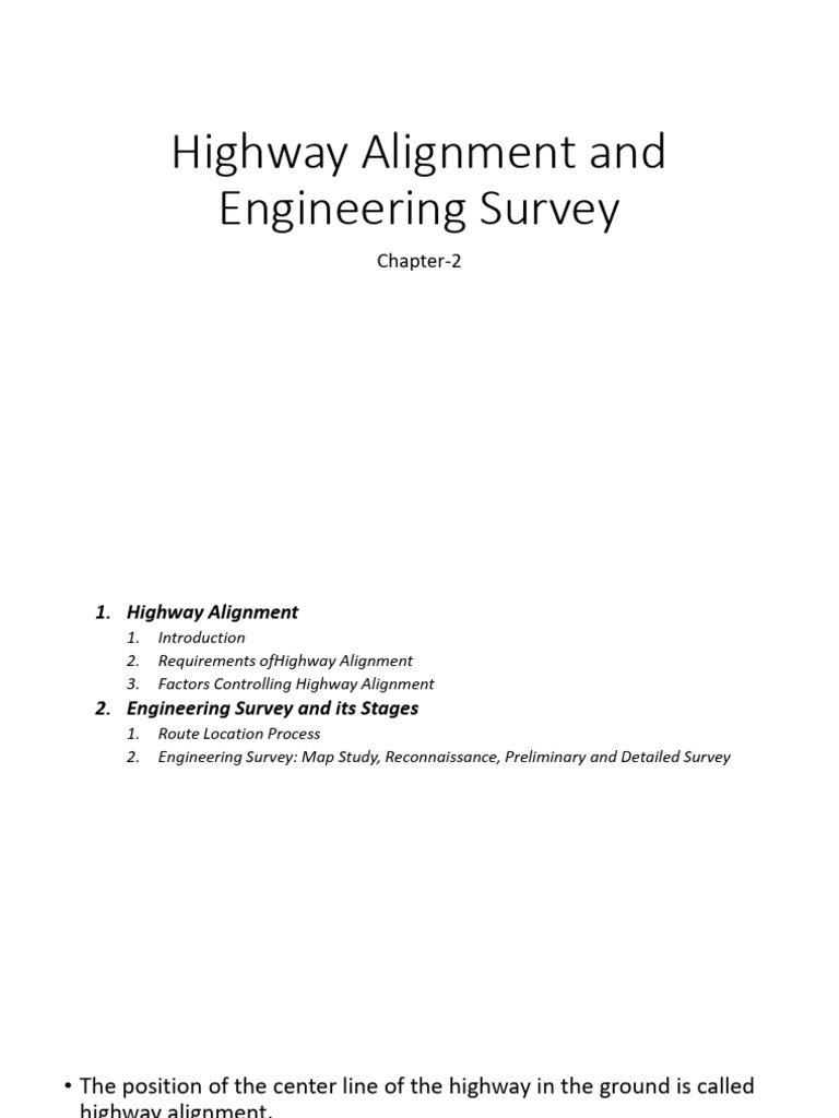 Chapter-2 Highway Alignment | PDF | Road | Surveying