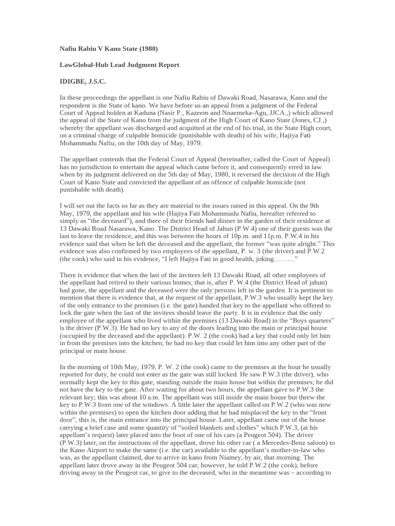 Nafiu Rabiu V Kano State | PDF | Court Of Appeal Of Singapore | Appeal
