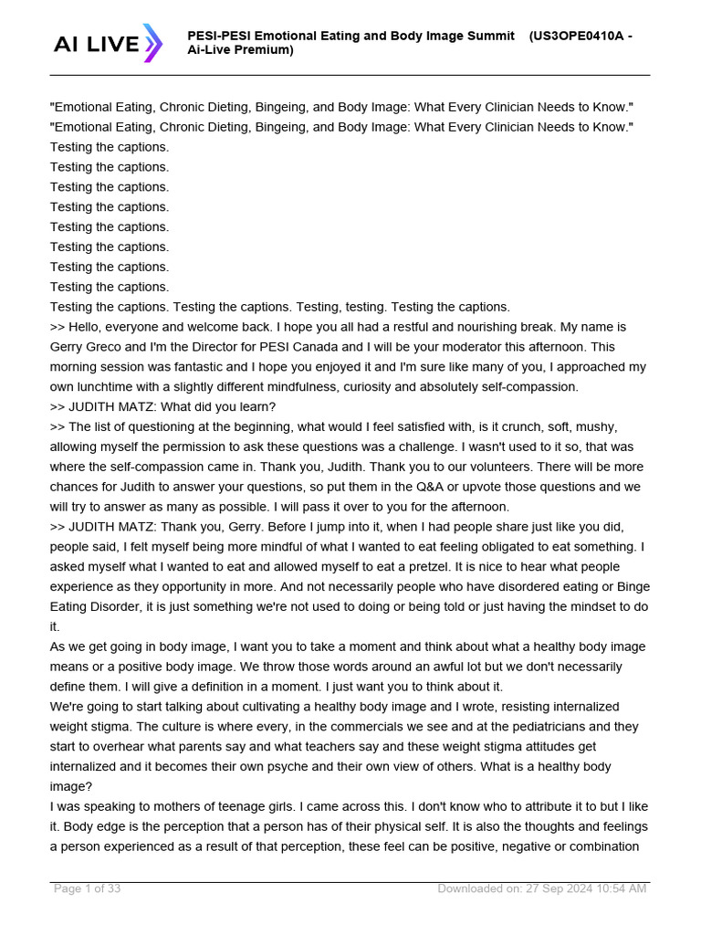 transcript-emotional-eating-body-image-pm | PDF | Body Image | Thought