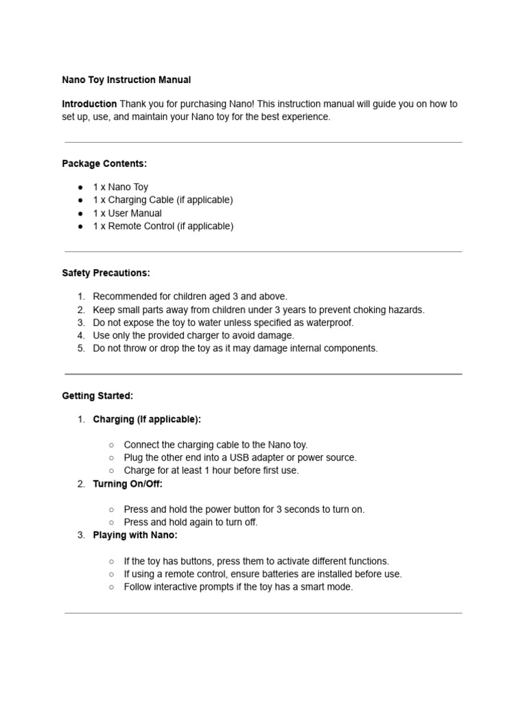 Nano Toy Instructions | PDF