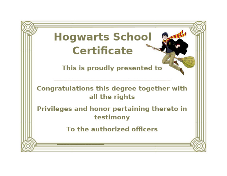 Hogwarts Certificate Template | PDF