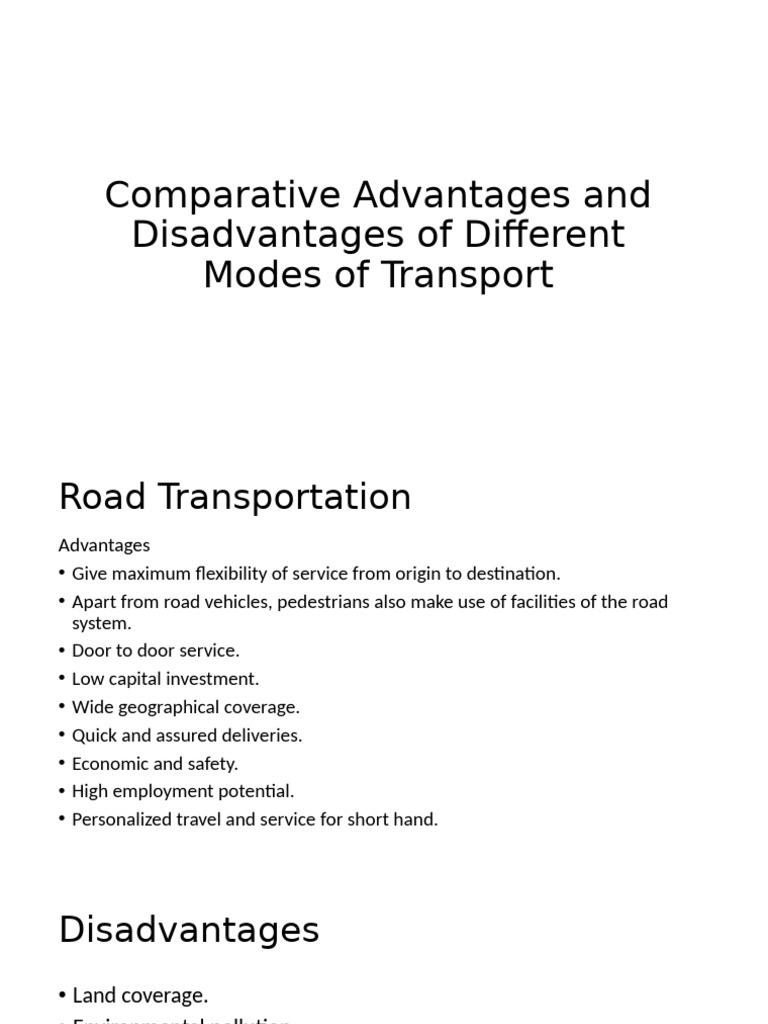 Comparative Advantages and Disadvantages of Different Modes of | PDF
