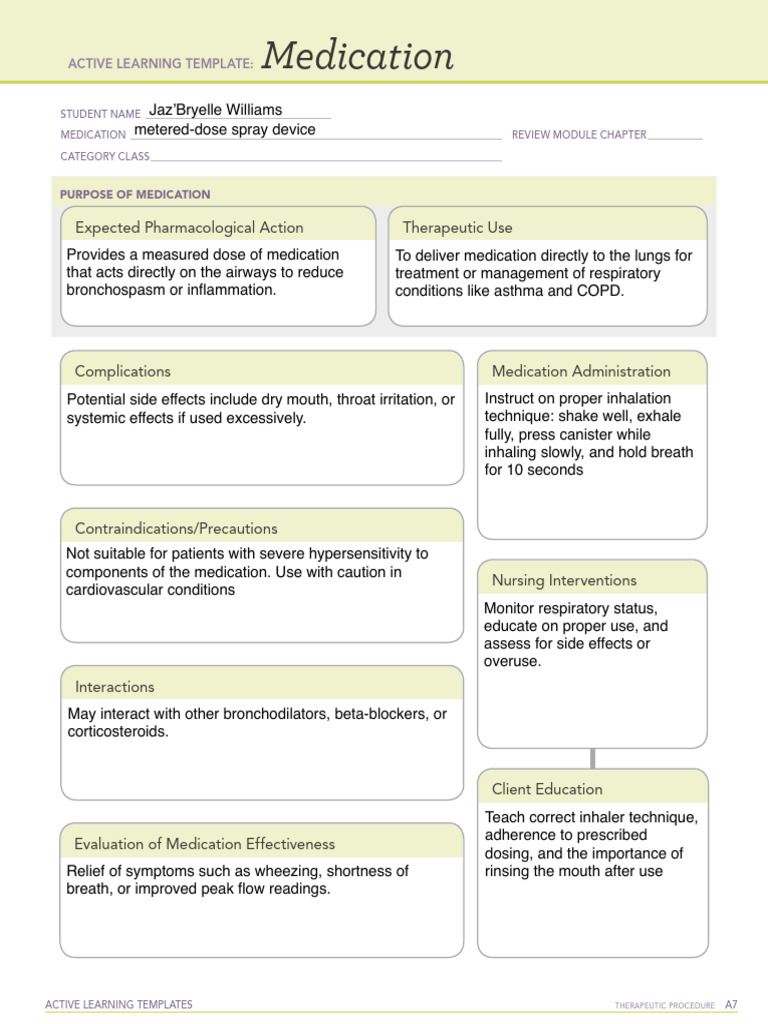 Albuterol Active Learning Template | PDF | Clinical Medicine | Medicine