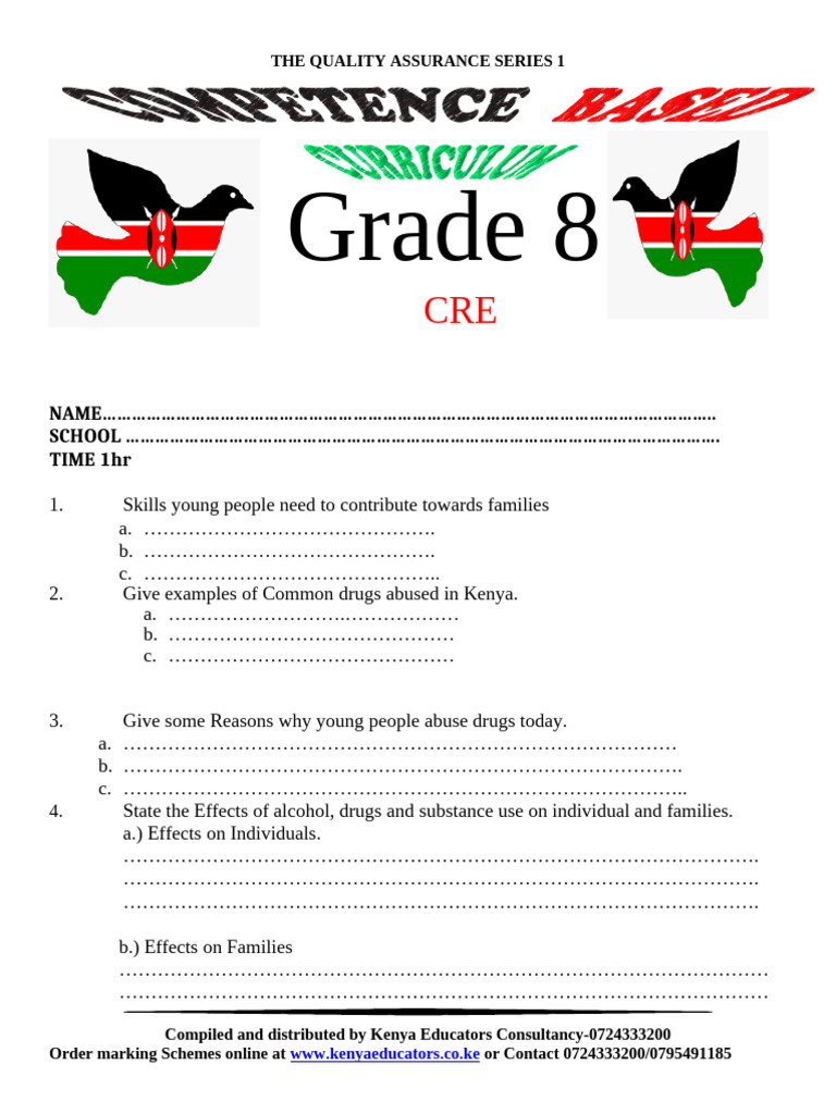 Grade 8 Cre QS | PDF | Substance Abuse | Drugs Acting On The Nervous System