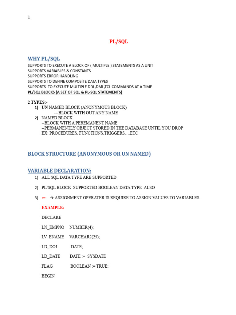 PLSQL NOTES | PDF | Pl/Sql | Computer Data