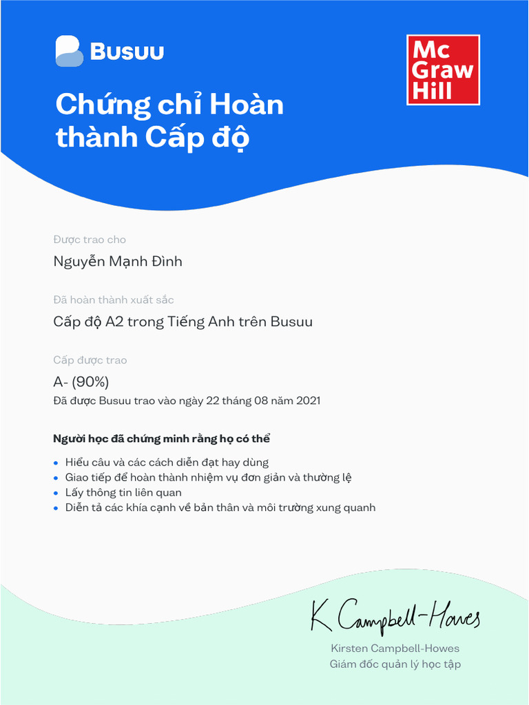 Chứng chỉ A2 Busuu | PDF