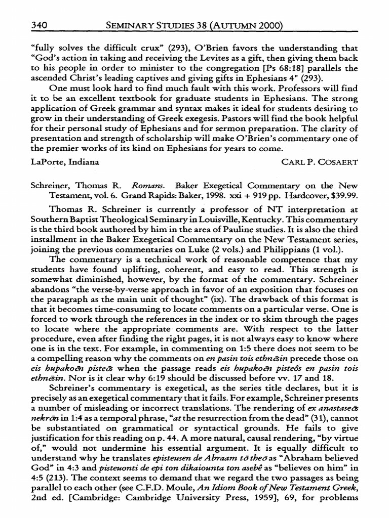 Romans [review] _ Thomas R. Schreiner. | PDF | Christology | Exegesis