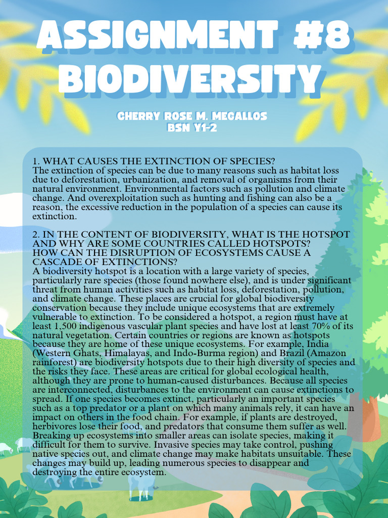 Assignment #8 Biodiversity | PDF | Biodiversity | Canopy (Biology)