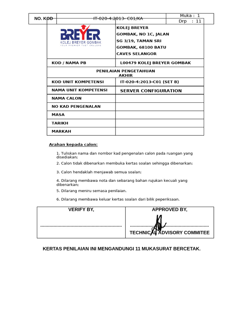 Ka Soalan Set B Cu1 | PDF