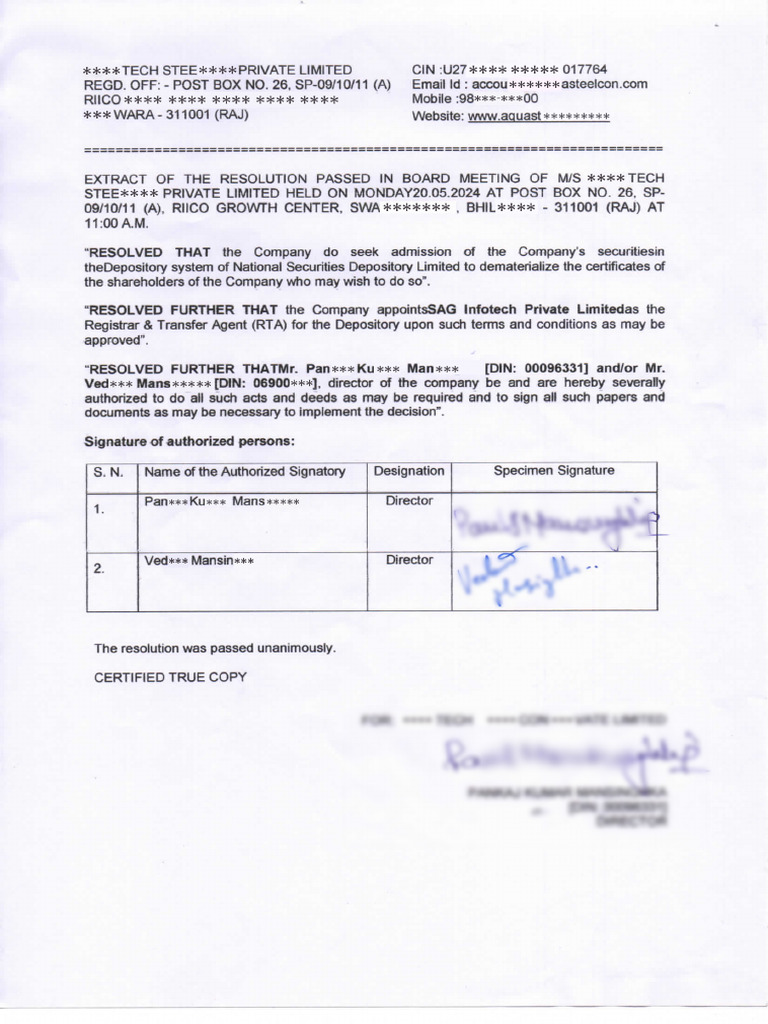 Board Resolution | PDF