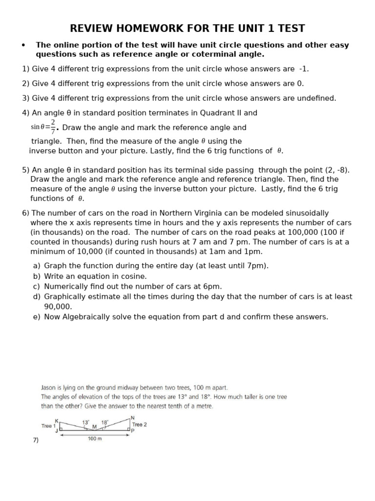 2024 Unit One Review Worksheet | PDF