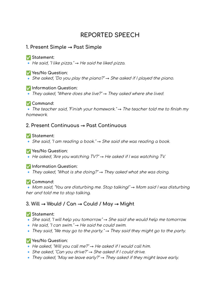 REPORTED SPEECH | PDF