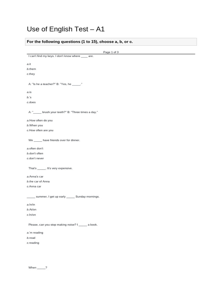 Use of English Test 1 | PDF