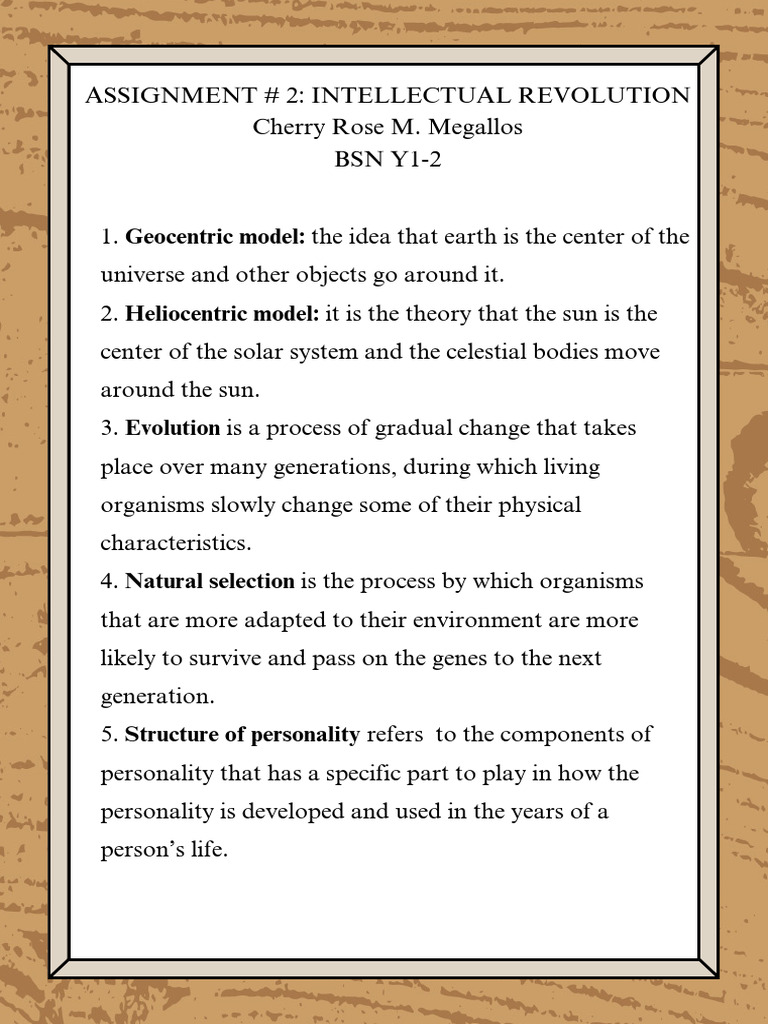 Assignment # 2 Intellectual Revolution | PDF | Psychology | Behavioural Sciences