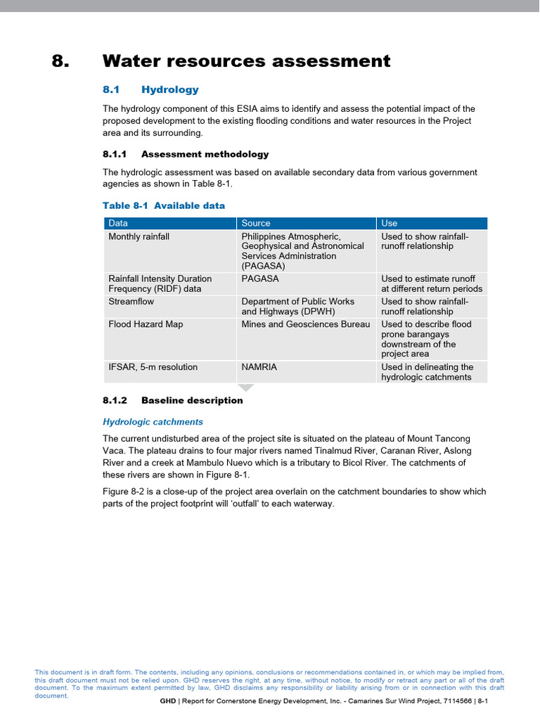 Water Resource Assessment Section of the ESIA | PDF | Flood | Map