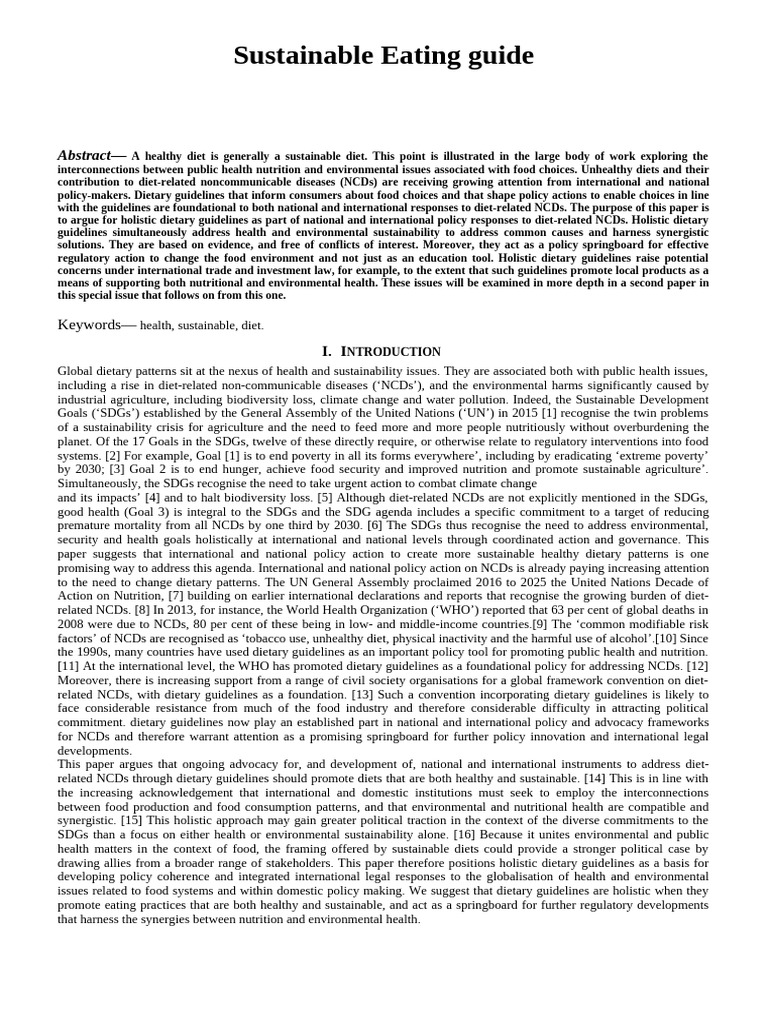 Research Paper Sustainable Eating Guide | PDF | Sustainability | Diet ...