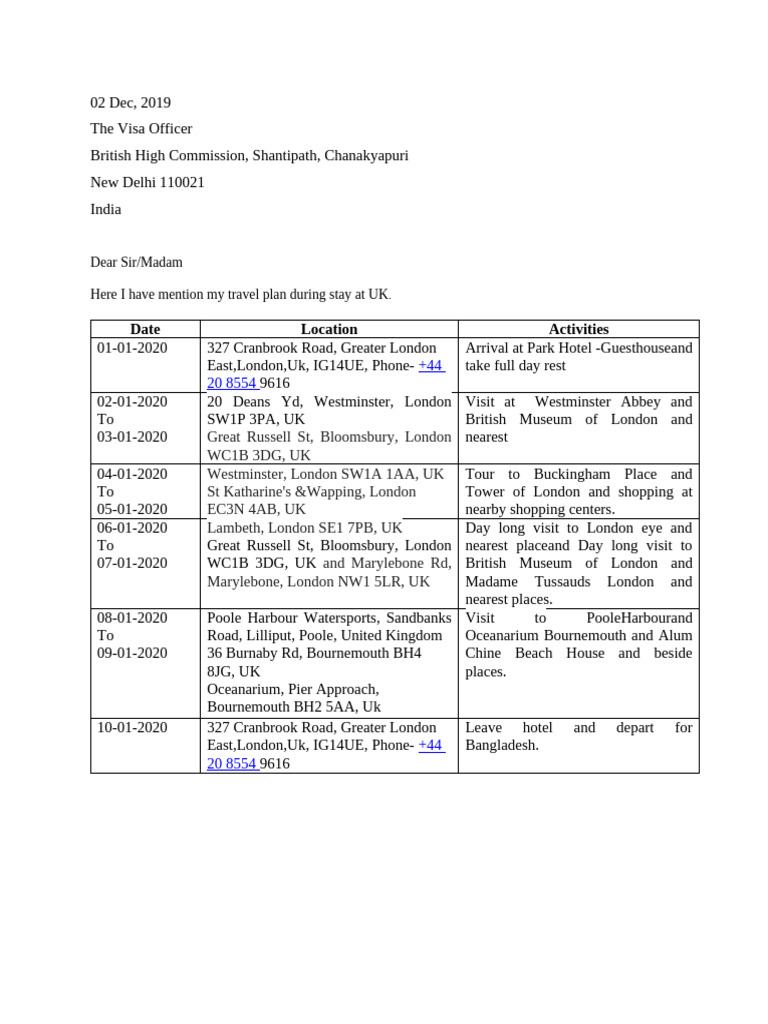 Travel Plan | PDF
