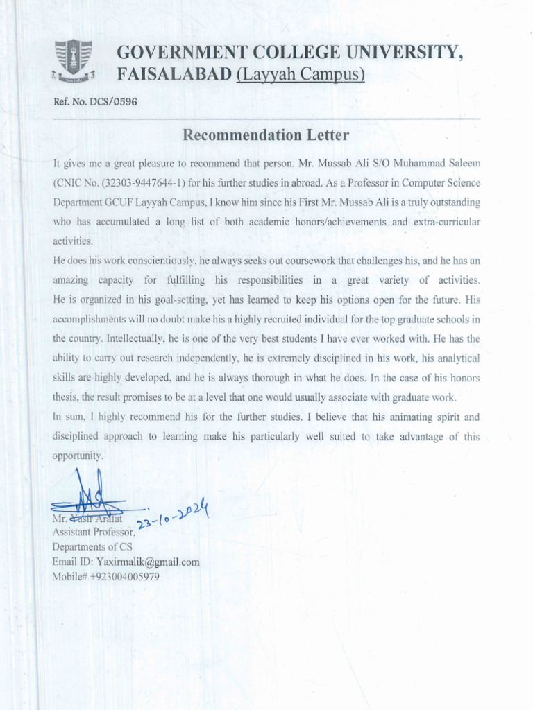 Recommendation Letter 2 | PDF