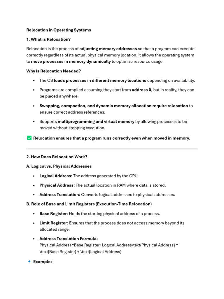 Relocation in Operating Systems | PDF | Cpu Cache | Process (Computing)