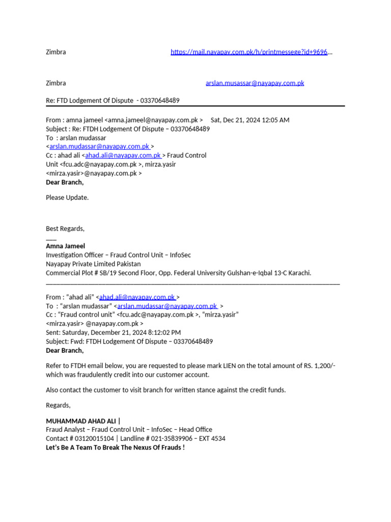 FTDH Dispute Lodgement Process | PDF