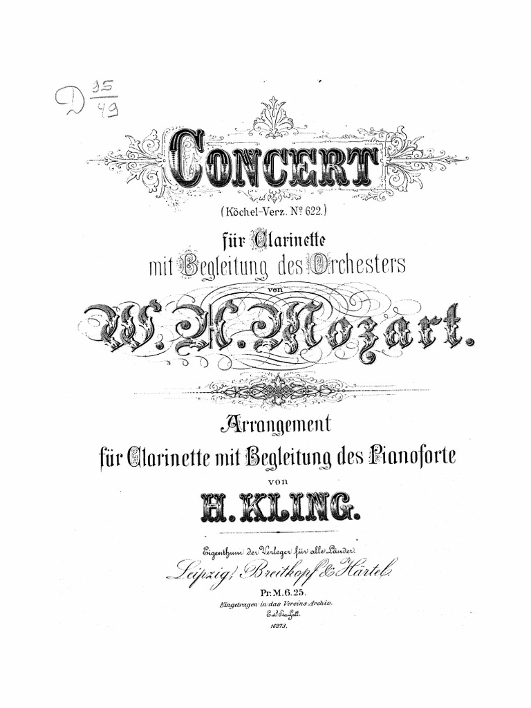 Mozart clarinet concerto | PDF