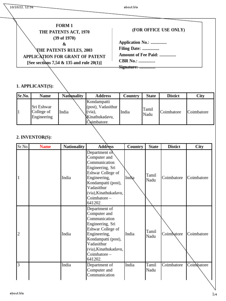 1) Form 1_FORMAT | PDF | Patent | Glossary Of Patent Law Terms