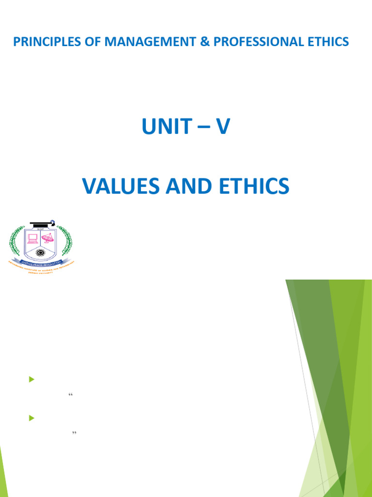 Ethics Values Unit 5 Pdf Business Ethics Morality