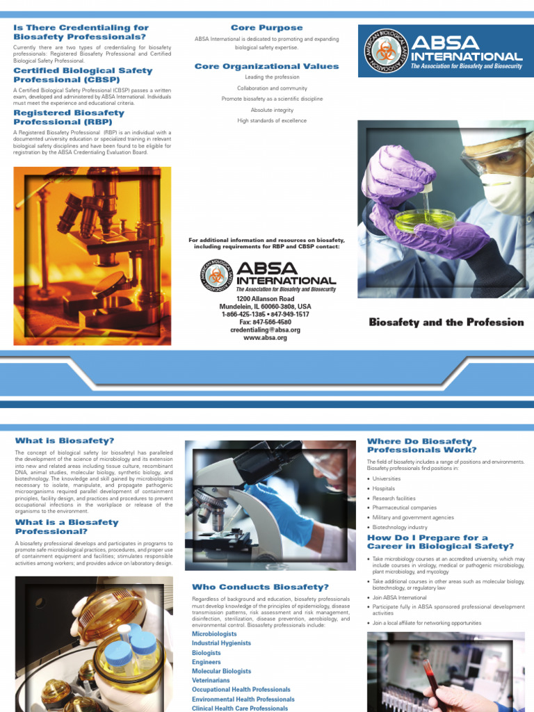 ABSA Biosafety and The Profession | PDF | Medicine | Health Sciences