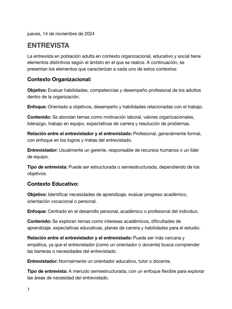 Elementos Entrevista | PDF | Liderazgo | Trabajo Social