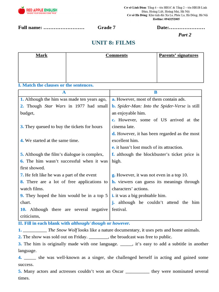 G7 - Unit 8 Films - Part 2 - 07.02.2025 - HS | PDF | Charlie Chaplin