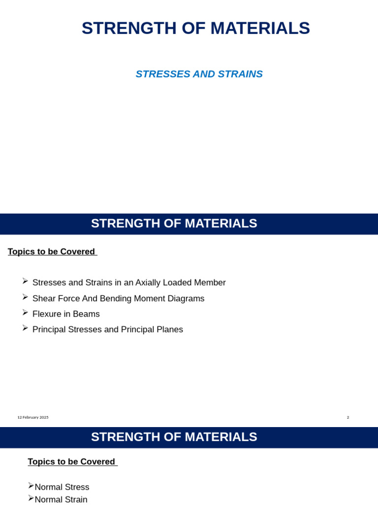 1 Stress & Strains - JAN 2024 | PDF | Deformation (Engineering) | Strength Of Materials