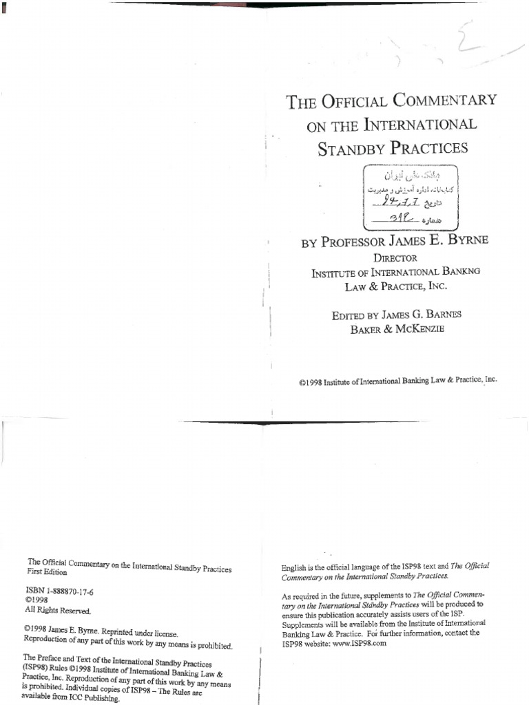 The Official Commentary On The International Standby Practice | PDF